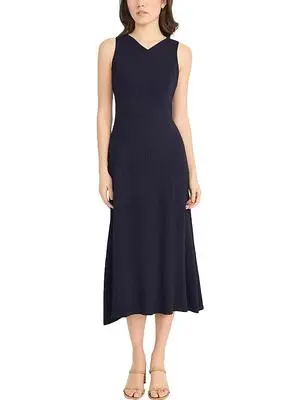 LUXELY Textured Midi Dress - Navy