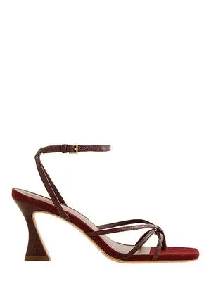 REFORMATION Gen Strappy Sandals - Wine Snake Suede