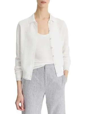 Vince Collared Cardigan Sweater - Optic White