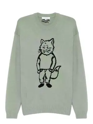 Maison Kitsuné Dressed Fox-intarsia Sweater - Green