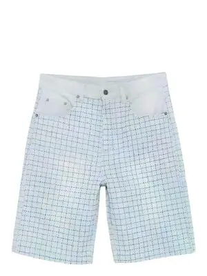 GLASS CYPRESS Glass Cypress Decorative-Stitching Denim Shorts