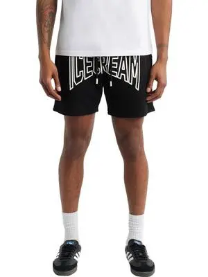 ICECREAM Shot Cotton French Terry Sweat Shorts - Black