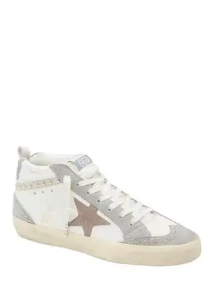 GOLDEN GOOSE Mid Star Sneaker - White/ Silver Sconce/ Brown