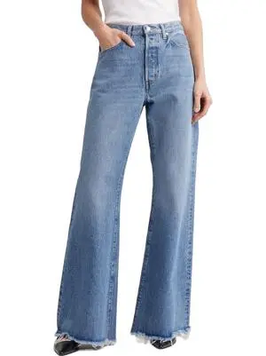 FRAME FRAME The Lax Frayed High-Waist Flare Jeans Alderton Raw Fray