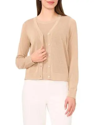 Halogen V-neck Cardigan - Oxford Tan