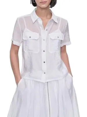 Dkny DKNY Tech Poplin Button-Up Shirt White
