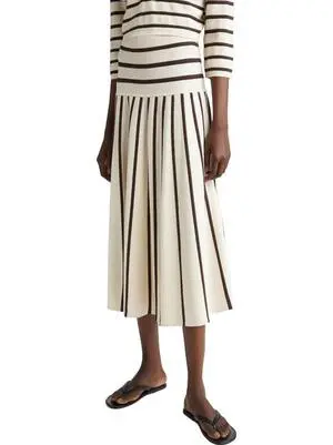 Zimmermann Stripe Knit Midi Skirt - Cream/ Chocolate