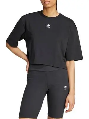 ADIDAS ORIGINALS Essentials Trefoil Logo Crop T-shirt - Black