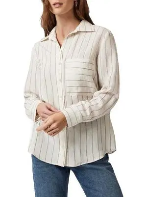 MAVI Oversized Striped Button-up Shirt - Khaki Stripe
