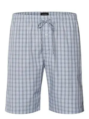 Hanro Night And Day Drawstring Cotton Shorts - Sea Breeze Check