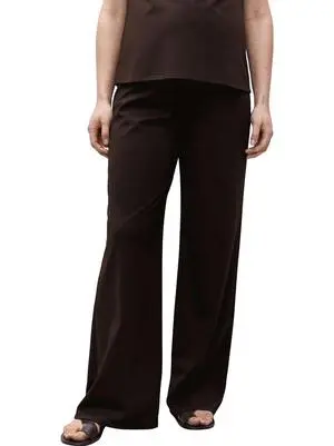 Mango Fine-knit Wide Leg Maternity Pants - Chocolate