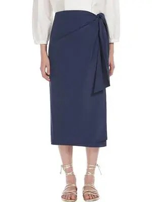 Max Mara Narsete Faux Wrap Skirt - Navy