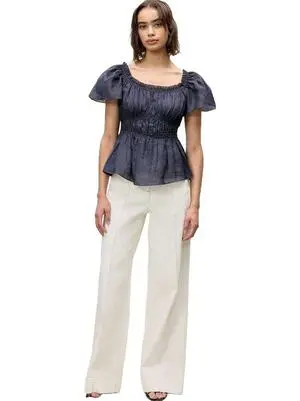 Rebecca Taylor Anya Ramie Top - Navy