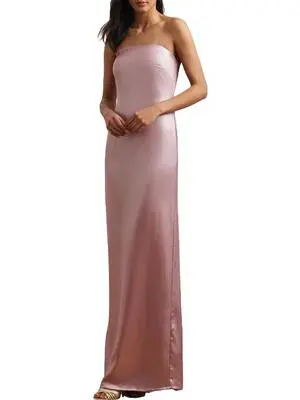 RALPH LAUREN Lauren Ralph Lauren Foil Strapless Charmeuse Gown