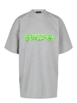 Balenciaga Oversized T-shirt - Heather Grey/slime Green