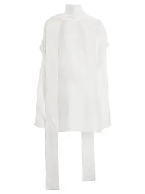 FERRAGAMO Scarf-effect Twill Mini Dress - White