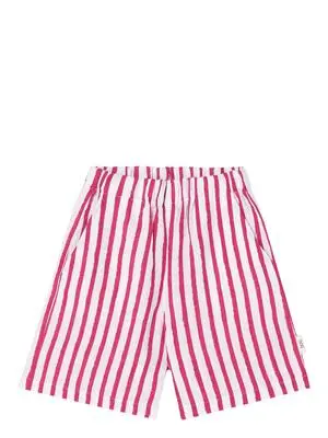 DOUUOD Striped Linen Bermuda Shorts - Red