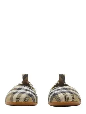 Burberry Check Ballerinas - Beige