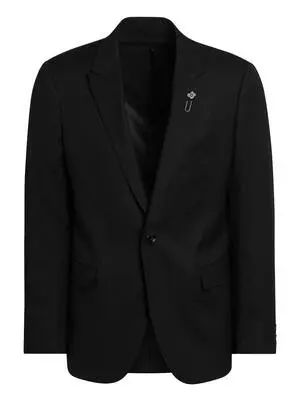LARDINI Single-breasted Jacket In Wool Blend - Black
