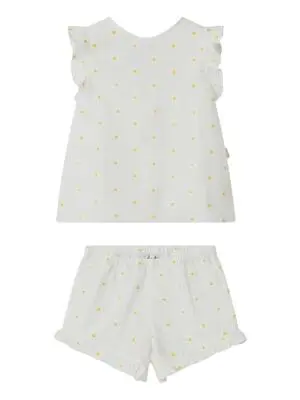 IL GUFO Floral Embroidered Set - White