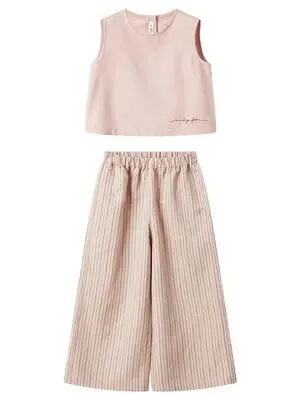 IL GUFO Striped Viscose Set - Pink