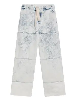 Dries Van Noten Bleached Denim Wide Leg Jeans - Light Blue