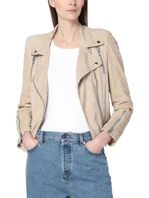 SWORD 6644 Swd S.w.o.r.d. Suede Biker Jacket - Beige