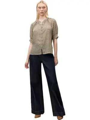 Rebecca Taylor Aster Gingham Blouse - Blue Combo