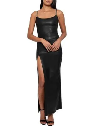 AS By DF Aphrodite Stretch Leather Maxi Dress - Black