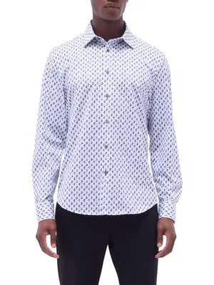 Bugatchi Jules Ooohcotton® Paisley Button-up Shirt - Platinum