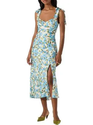 Astr The Label ASTR The Label Bow Strap Satin Dress Blue Floral