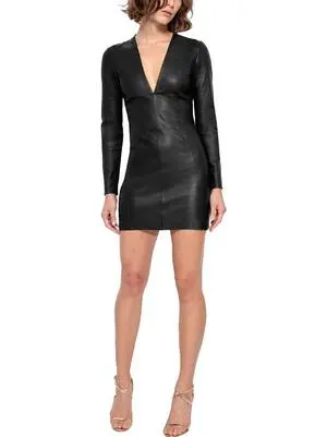 AS By DF AS By DF Demeter Stretch Leather Mini Dress Black