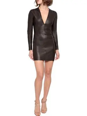 AS By DF AS By DF Demeter Stretch Leather Mini Dress Espresso