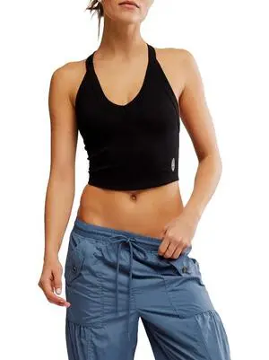 Free People All Clear Crop Racerback Tank - Black