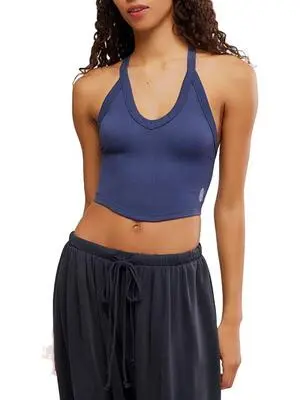 Free People All Clear Crop Racerback Tank - Midnight Navy