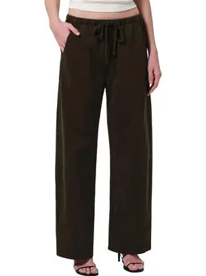 Citizens Of Humanity Aurora Pull-on Cotton & Hemp Wide Leg Pants - Dark Olive