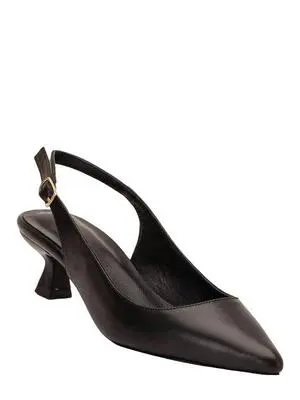FOREVER & ALWAYS SHOES Forever & Always Shoes Lety Leather Slingback Kitten Heel Pumps