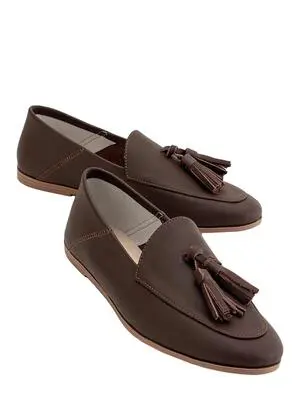 FOREVER & ALWAYS SHOES Mona Tassel Loafer - Brown Leather