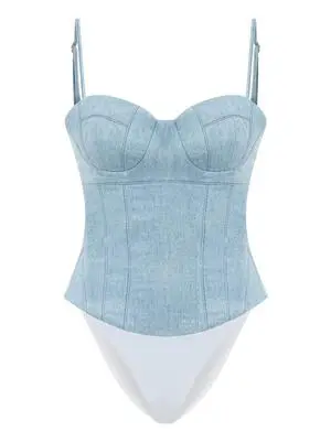 JENDUE Marvel Denim Bodysuit - Ever Blue