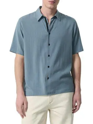 Rag & Bone Dalton Dobby Short Sleeve Button-up Shirt - Seagrey