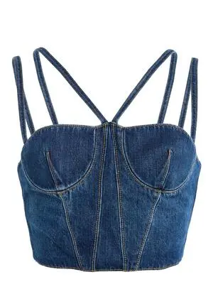 NENSI DOJAKA Cotton Corset Top - Medium Wash