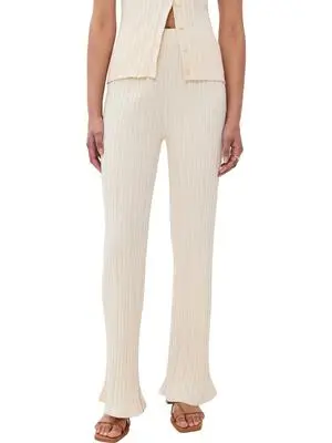 LE BOP Ribbed Flare Pants - Antique White