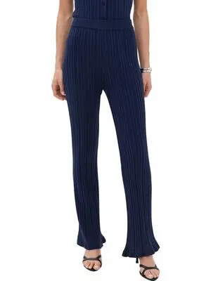 LE BOP Ribbed Flare Pants - Dark Denim