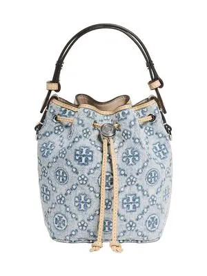 Tory Burch T Monogram Denim Mini Bucket Bag - Powder Blue