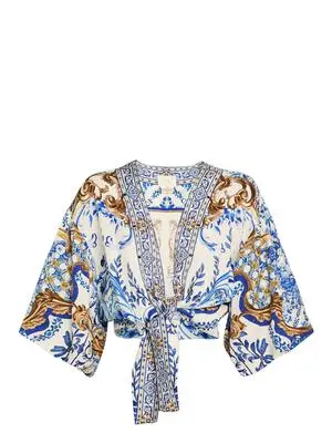 Camilla Azul Adventured Tie-front Top - Tie Front Puff Sleeve Top