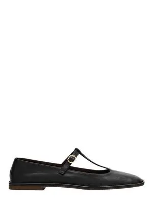 THE ROW Leather Ballerina Flats - Black