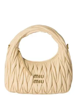 Miu Miu Wander Matelassé Nappa Leather Hobo Bag - Soy Green