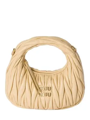 Miu Miu Wander Matelassé Nappa Leather Hobo Mini-bag - Soy Green