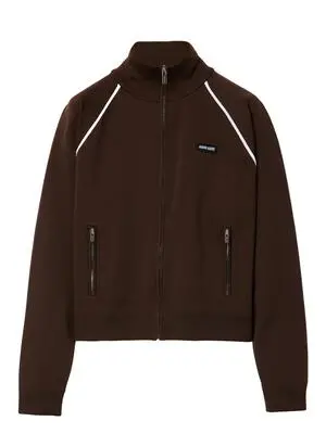 Miu Miu Technical Yarn Zipper Cardigan - Dark Brown/white