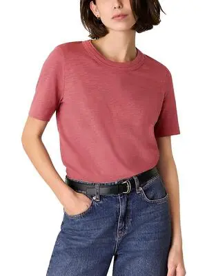 Whistles Rosa Double Trim Tee - Dark Pink